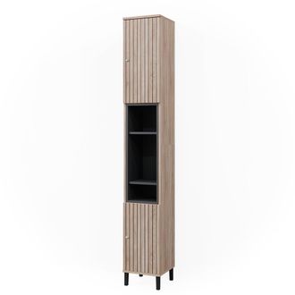 Vicco Badschrank Sonoma Aquis 30x190x30 cm - W&auml;scheschrank, Kombination aus offenen F&auml;chern und T&uuml;ren f&uuml;r Flexible Nutzung
