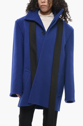 Saint Laurent Maxi-Mantel Aus Wolle Mit G&uuml;rtel Und Verdeckter Knopfleiste Saint Laurent