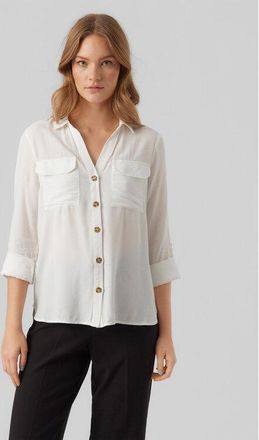 Vero Moda Hemd Bumpy 10275283 Weiß Regular Fit