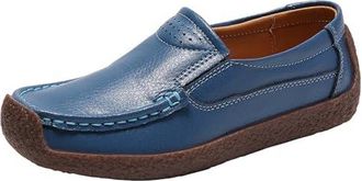 Generic Mocassins plats pour femme - Doux et antid&eacute;rapants - En cuir - Mocassins &eacute;l&eacute;gants - Baskets &agrave; enfiler - Vintage - Chaussures orthop&eacute;diques l&eacute;g&egrave;res et 