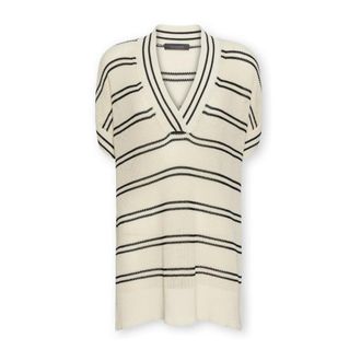 Elena Miro Gestreifter Baumwollmischpullover - - Knitwear - Damen - Wei&szlig; - S