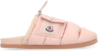 Moncler Womens Mon Pocket Mules Pink Polyamide Slippers Flat Shoes