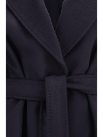 Max Mara Womens Wool Coat With Peak Lapels Blue Fleece (ovis Aries)