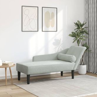 vidaXL Chaise longue avec coussins gris clair velours Vidaxl
