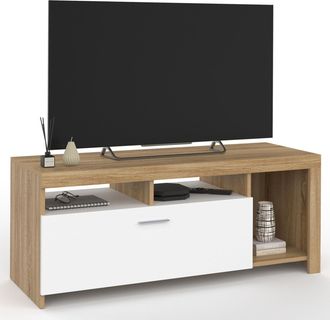 IDMarket TV-M&ouml;bel 110 cm MALO Holz und wei&szlig;er Schrank