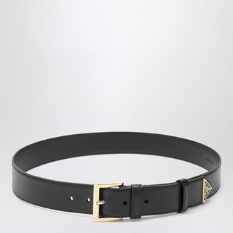 Prada Schwarzer Lederg&uuml;rtel mit Dreieckslogo