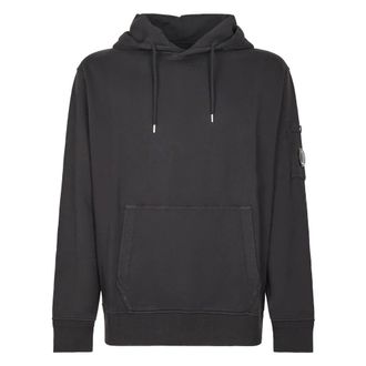 C.P. Company C.p. Company, Homme, Sweatshirts et sweats &agrave; capuche, Noir, Taille: L Cotton Diagonal Fleece Hooded Lens SweaT-shirt