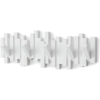 Angel Cerd&aacute; Porte-manteau mural moderne, porte-manteau cr&eacute;atif pour touches de piano avec 5 crochets pliants, blanc