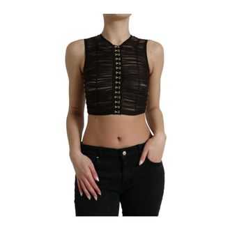 Dolce & Gabbana Femme, Tops, Noir, Taille: 36 FR Haut Court en Maille Ornée