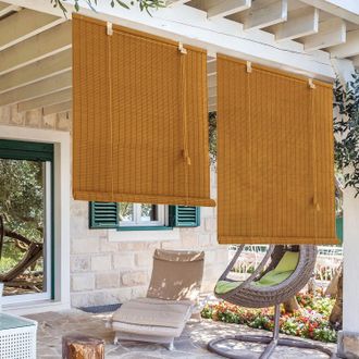 Madéco Rollup Bambus, dünne Lamellen für Innen und Außen - Chamois - L 80 x H 250 cm