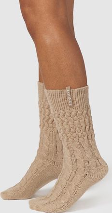 Lounge Chaussettes Tricot&eacute;es Snug - Beige - S-M