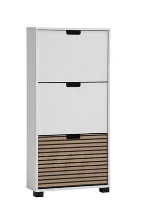 Schildmeyer Schuhschrank Schuhkipper Ryker 160032, Mattweiß/Akustikpaneel Optik, 59,8 x 19,5 x 124 cm