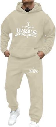 Generic Surv&ecirc;tement pour homme - Ensemble complet imprim&eacute; &agrave; manches longues - Sweat &agrave; capuche - Ensemble de jogging &eacute;l&eacute;gant et moderne - 2 pi&egrave;ces, 08 _Kaki, 3