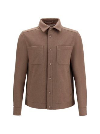 Herno Mens Jacket Snap-Button Dark Taupe Polyester