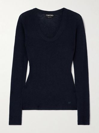 Tom Ford Pull En Cachemire Et Soie M&eacute;lang&eacute;s - Bleu
