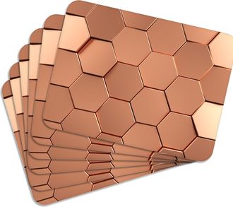 MG Design Set aus 6 Kork-Platzsets - Honeycomb - 30 x 40 cm - hitzebest&auml;ndig & abwischbar, mit Korkr&uuml;ckseite