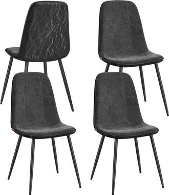 Vasagle Esszimmerstuhl 4er Set, K&uuml;chenstuhl, Polsterstuhl, Metallbeine, verstellbare F&uuml;&szlig;e, pflegeleicht, Chenille-Gewebe, PU mit von Gletschern inspiriertem M
