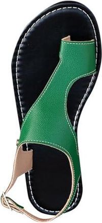 Generic Sandales romaines plates d&eacute;contract&eacute;es pour femme - Semelle souple - Tongs de plage confortables - 2026, Vert, 37.5 EU
