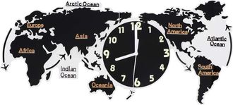 Garneck Kreative Dekoration des Hauses Wanduhr Weltkarte Form Material Acryl Wanduhr Stummschaltung Wanddekoration von hoher Qualit&auml;t (31,5 x 17 cm)