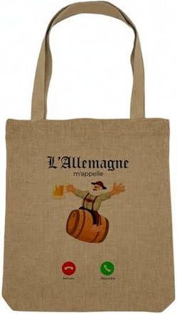 Fabulous Sac Shopping Tote Bag Aspect Lin - LAllemagne MAppelle Bi&egrave;re F&ecirc;te Clich&eacute; - Sac de Courses Toile Epaisse 360g Beige Naturel Cabas Port&eacute; Epaule Solide I