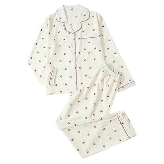 Generic Ensemble Pyjama ray&eacute; pour Femme avec Motif Coeur-Pyjama &agrave; Manches Longues avec Chemise et Pantalon V&ecirc;tement de Nuit &eacute;l&eacute;gant Jour de la Saint-Valentin 