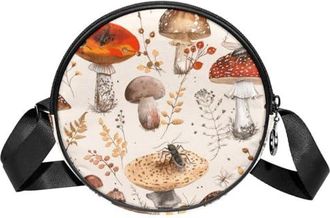 Generic Sac &agrave; bandouli&egrave;re rond rond pour femme, petit sac &agrave; bandouli&egrave;re champignon avec fermeture &eacute;clair, bretelles r&eacute;glables, d&eacute;contract&eacute; pour femmes et fill