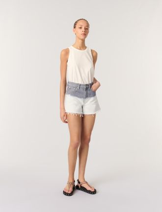 Maje Batik-shorts Aus Denim - Grau/wei&szlig; - Gr&ouml;&szlig;e 32 - Maje