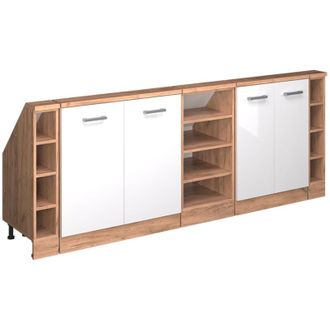 Vicco Armoire sous pente de toit Rion - Ch&ecirc;ne dor&eacute; et blanc brillant - Dimensions 215x81.6x46/14.8 cm - Panneau de particules 16 mm