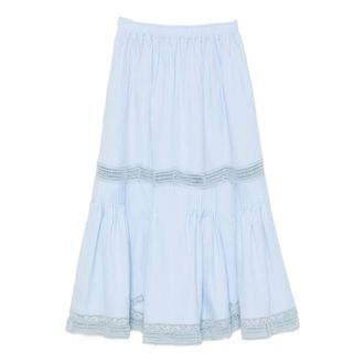 Ermanno Scervino Femme, Jupes, Bleu, Taille: 40 FR Lace-trim Pleated Midi Skirt