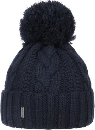 Mcburn Bonnet a Pompon Giant Femme - Made in Italy pour lhiver Bonnets &agrave; en Tricot avec Revers, Doublure, Doublure Automne-Hiver - Taille Unique Bleu