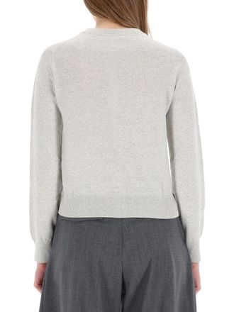 Maison Kitsun&eacute; Embroidered Baby Fox Wool Cardigan - Gray