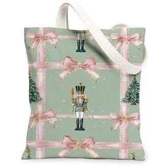 Generic Sacs fourre-tout en toile motif casse-noisette de No&euml;l, sacs d&eacute;picerie r&eacute;utilisables, l&eacute;gers et lavables avec bandouli&egrave;re pour voyage, pique-nique, 33