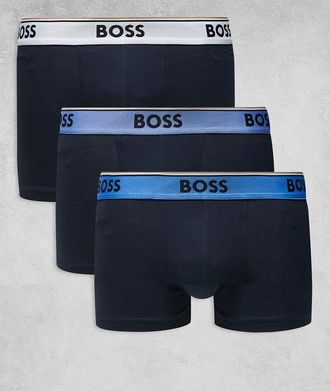 Boss Orange by Hugo Boss BOSS Bodywear - Lot de 3 boxers &agrave; logo &agrave; la taille - Bleu marine