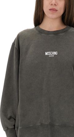 Moschino Logo Cotton Sweatshirt - Gray