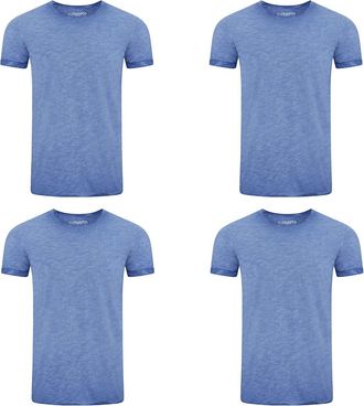 Riverso Herren Basic T-Shirt 4er Pack RIVMatteo Rundhals Tee Regular Kurzarm Einfarbig 100% Baumwolle S M L XL XXL 3XL 4XL 5XL, Gr&ouml;&szlig;e:S, Farbe:Middle Blue (19