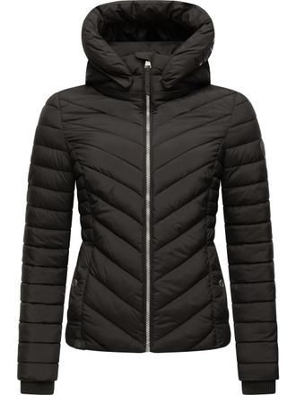Marikoo Damen &Uuml;bergangsjacke leichte Steppjacke kurz mit abnehmbarer Kapuze Kagomee Black Gr. XXL