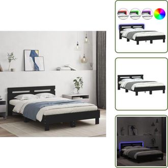 vidaXL The Living Store - Bett mit LED-Beleuchtung ohne Matratze Schwarz 120x200 cm - Bettsystem - Holzbettfundament - Doppelbett - Boxspringbett - led