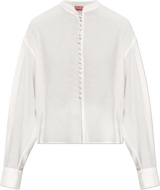 Kenzo Femme, Blouses et Chemises, Blanc, Taille: 38 FR Blouse en soie m&eacute;lang&eacute;e