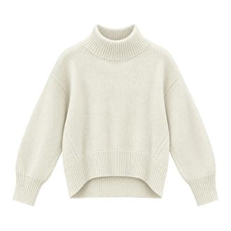 Meimeij Rippstrick-Rollkragenpullover - - Knitwear - Damen - Beige - M