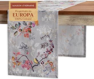 Maison d'Hermine Maison d Hermione - Chemin de table - 100 % coton - Pour f&ecirc;tes, d&icirc;ners, vacances, cuisine, Thanksgiving, No&euml;l - Gris - 50 x 150 cm