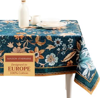 Maison d'Hermine Tischdecke, 100% Baumwolle, 160cm x 220cm dekorative Tischdecke, waschbar, quadratisch, Ostertischdecken für Essen, Bankett, Buffet, Luxury Loft - Dar