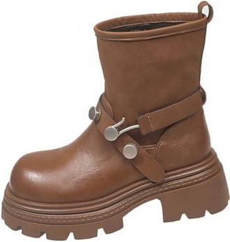Generic Bottines pour femme - Coupe large - Style d&eacute;contract&eacute; - &Eacute;l&eacute;gantes - Bout rond - Semelle &eacute;paisse - Antid&eacute;rapantes - Confortables - Chaussures de marche