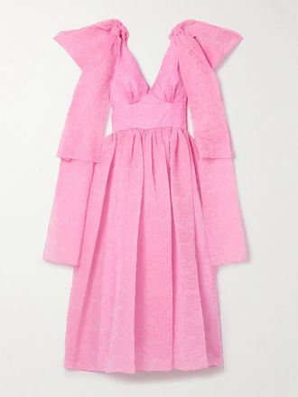 Erdem Robe Midi En Organza Cloqu&eacute; &Agrave; Liens - Rose