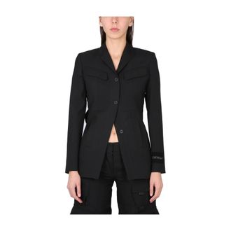 Off-white Zweireihiger Blazer mit Knopfverschluss - - Jackets - Damen - Schwarzk - S