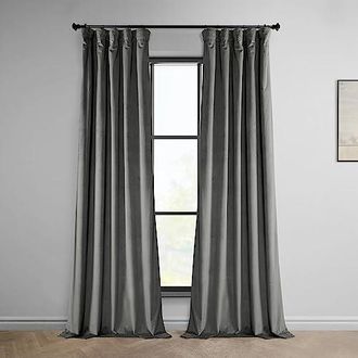 Half Price Drapes VPYC-P Heritage Plüsch-Samt (1 Vorhang), Polyester-Mischung, Destiny Grey, 50 X 96