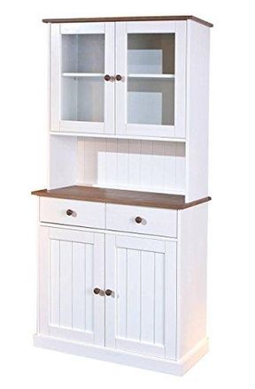 Inter Link SAS Vitrinenschrank - Buffet-Schrank - Esszimmerschrank - Geschirrschrank - Laudhausstil - Massivholz FSC - 4 T&uuml;ren - 2 Schubladen - Westerland - 5.2, Wei