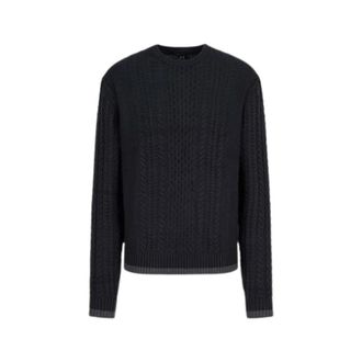 A|X Armani Exchange Blauer Pullover- Zopfmuster- Regular Fit - - Knitwear - Herren - Blau - 2XL