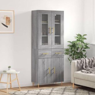 vidaXL Buffet haut,Meuble de Rangement Sonoma gris 69,5x34x180 cm Bois dingénierie Vidaxl