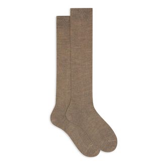 Gallo Gallo, Femme, Sous-vêtements, Beige, Taille: ONE Size Longues Chaussettes en Laine, Soie et Cachemire