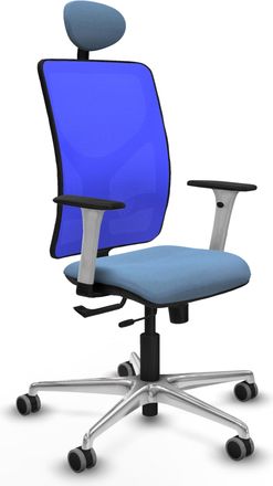 Piqueras y Crespo Ergonomischer Stuhl mit schwarzen und wei&szlig;en Armlehnen, h&ouml;henverstellbare Lendenwirbelst&uuml;tze und festes Kopfteil, ausgestattet mit Syncro/Traslack. Bl